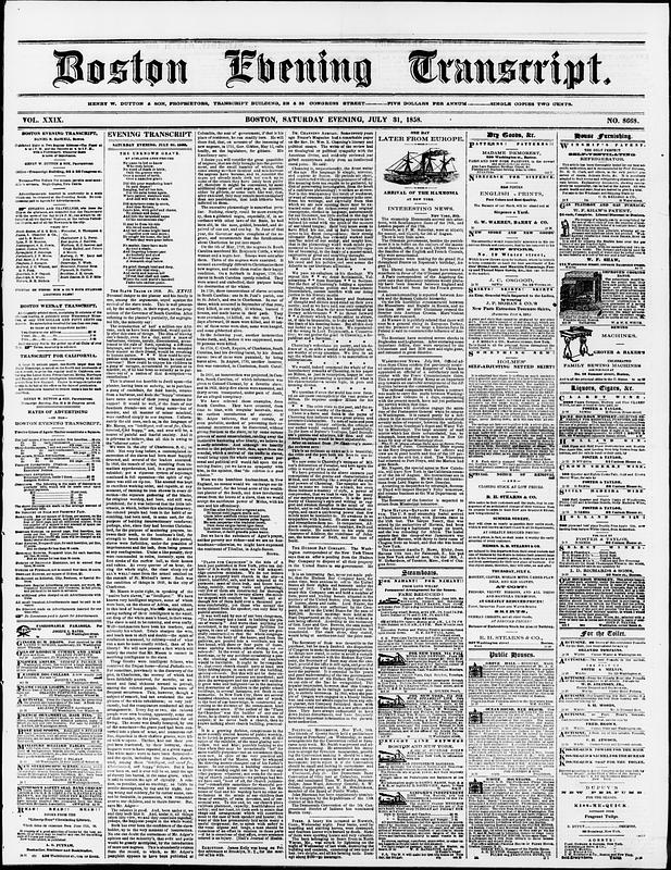 Boston Evening Transcript. July 31, 1858 - Digital Commonwealth