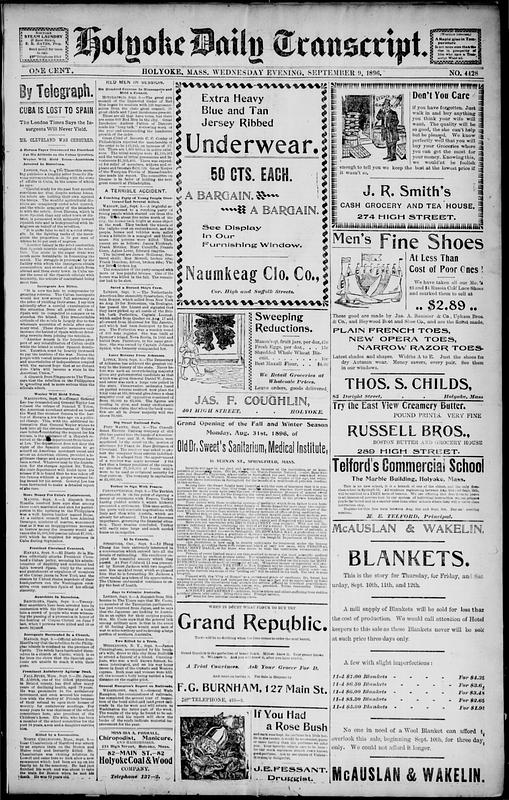 The Holyoke Daily Transcript. September 09, 1896 - Digital Commonwealth