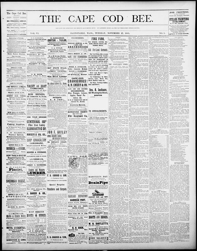 The Cape Cod Bee. November 17, 1885 - Digital Commonwealth