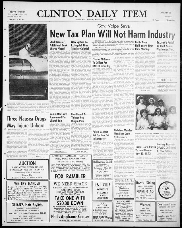 Clinton Daily Item. October 27, 1965 - Digital Commonwealth