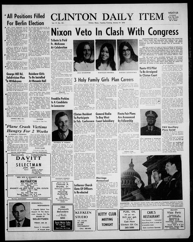 Clinton Daily Item. January 27, 1970 - Digital Commonwealth