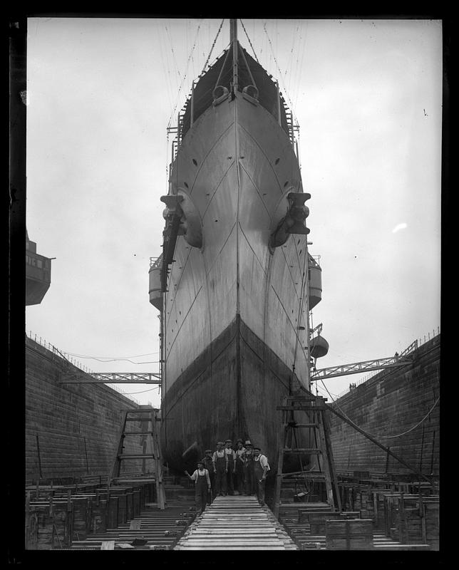 USS Raleigh in dry dock at South Boston - Digital Commonwealth