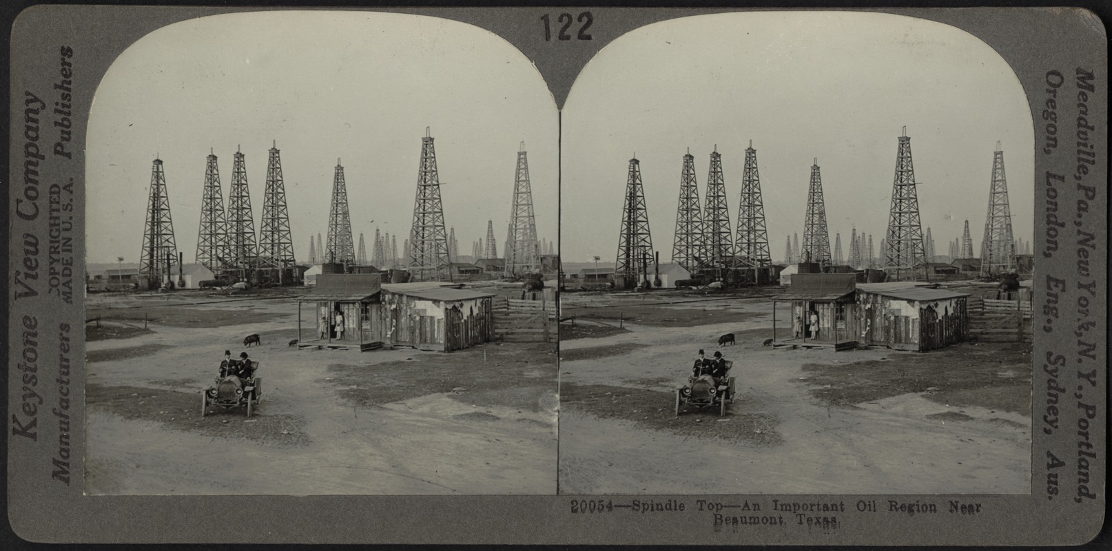 The oil wells of Spindle Top - an oil region near Beaumont, Texas ...