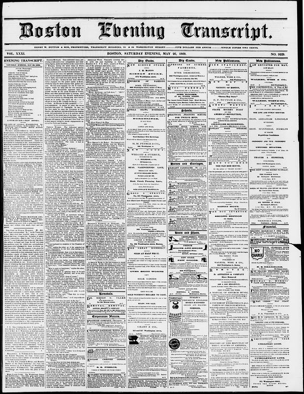 Boston Evening Transcript. May 26, 1860 - Digital Commonwealth