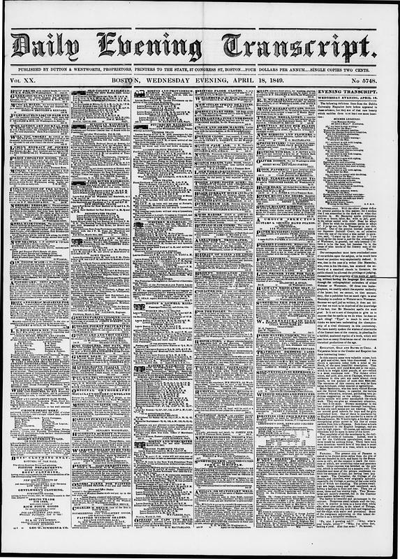 Daily Evening Transcript. April 18, 1849 - Digital Commonwealth