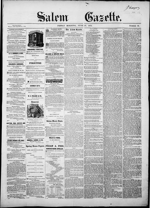 The Salem Gazette. June 27, 1873 - Digital Commonwealth