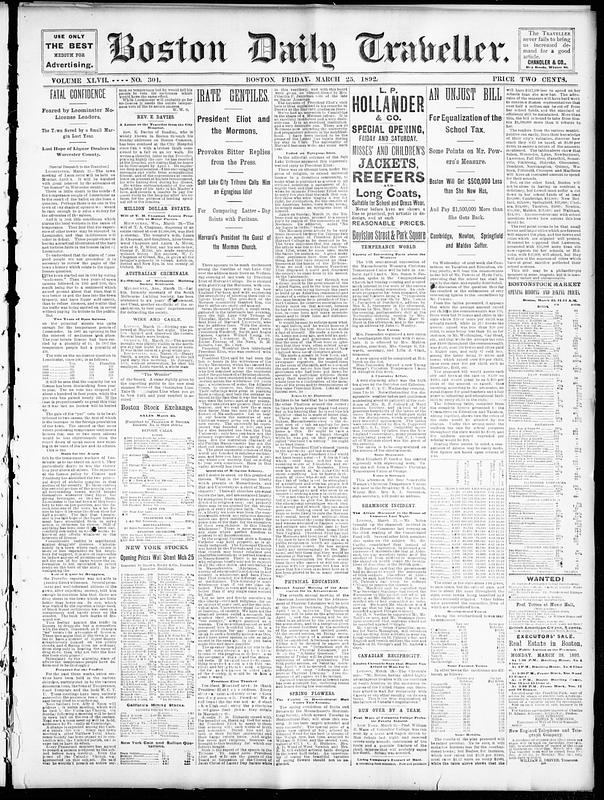 Boston Daily Traveller. March 25, 1892 - Digital Commonwealth