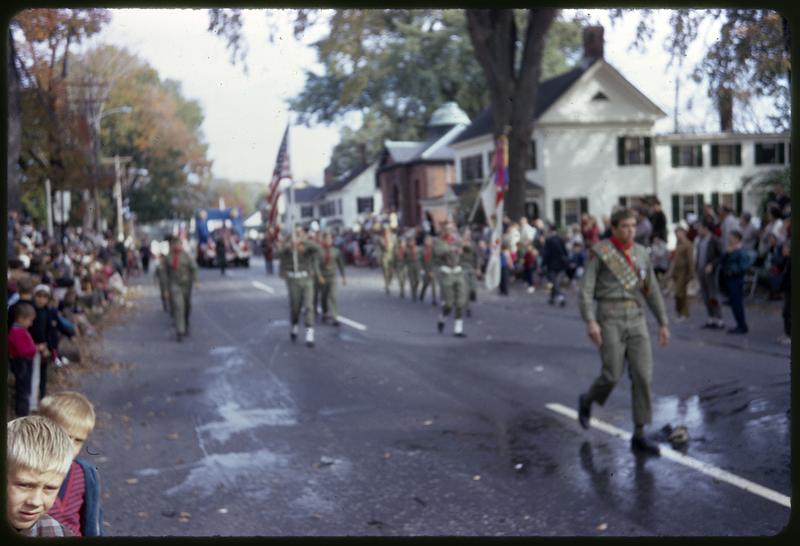 Fort Devens Boy scout troop color guard marching in the bicentennial ...