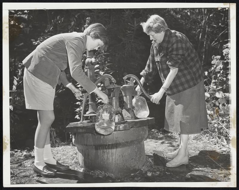 Norwell Residents Use Town Well-Mrs. Robert Goode (right) and daughter ...