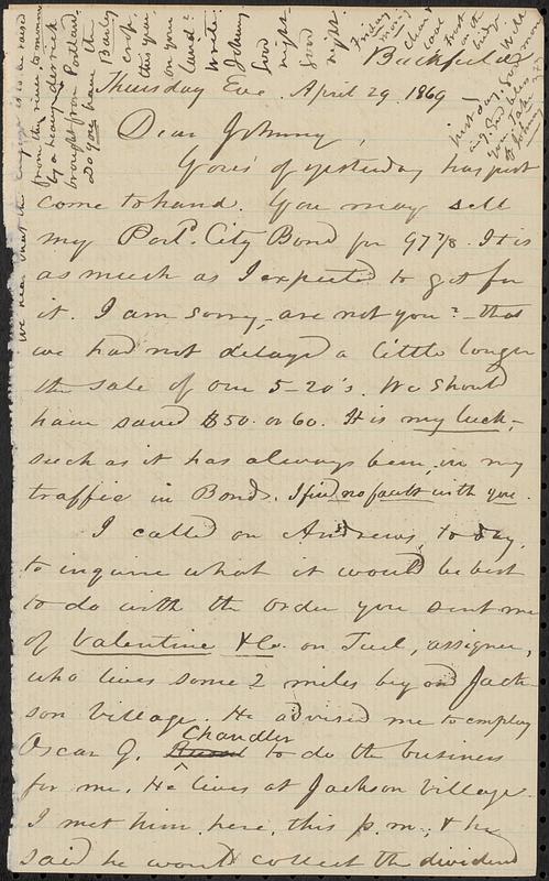 Letter from Zadoc Long to John D. Long, April 29, 1869 - Digital ...