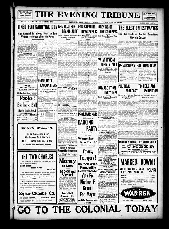 The Evening Tribune. December 07, 1908 - Digital Commonwealth