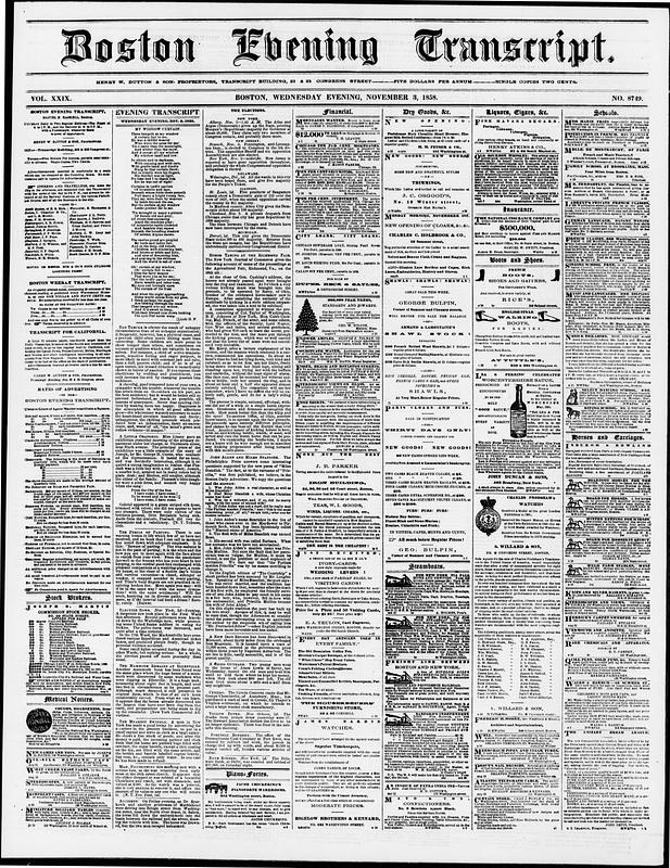 Boston Evening Transcript. November 03, 1858 - Digital Commonwealth