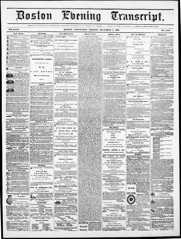 Boston Evening Transcript. December 09, 1863 - Digital Commonwealth