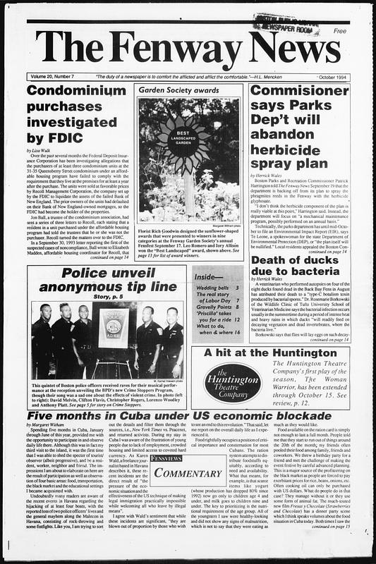 The Fenway News. October 01, 1994 - Digital Commonwealth