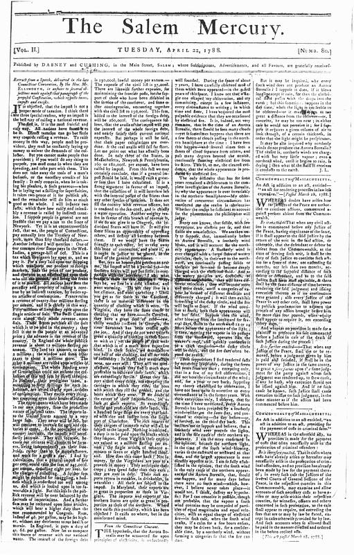 The Salem Mercury. April 22, 1788 - Digital Commonwealth