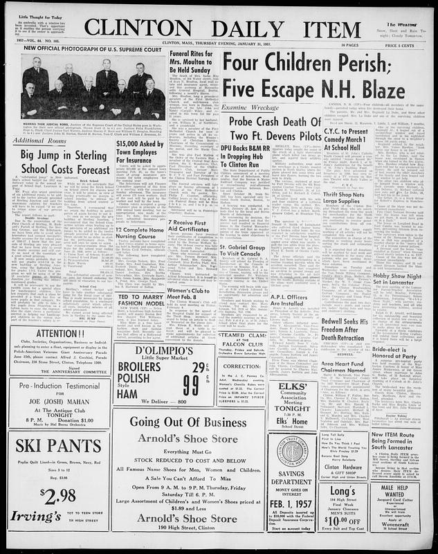 Clinton Daily Item. January 31, 1957 - Digital Commonwealth