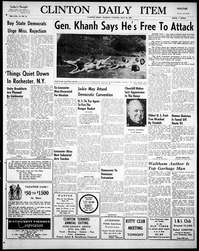 Clinton Daily Item. July 28, 1964 - Digital Commonwealth