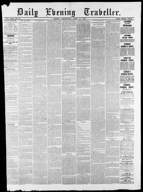 Daily Evening Traveller. April 14, 1875 - Digital Commonwealth