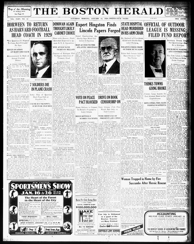 Boston Herald. January 12, 1929 - Digital Commonwealth