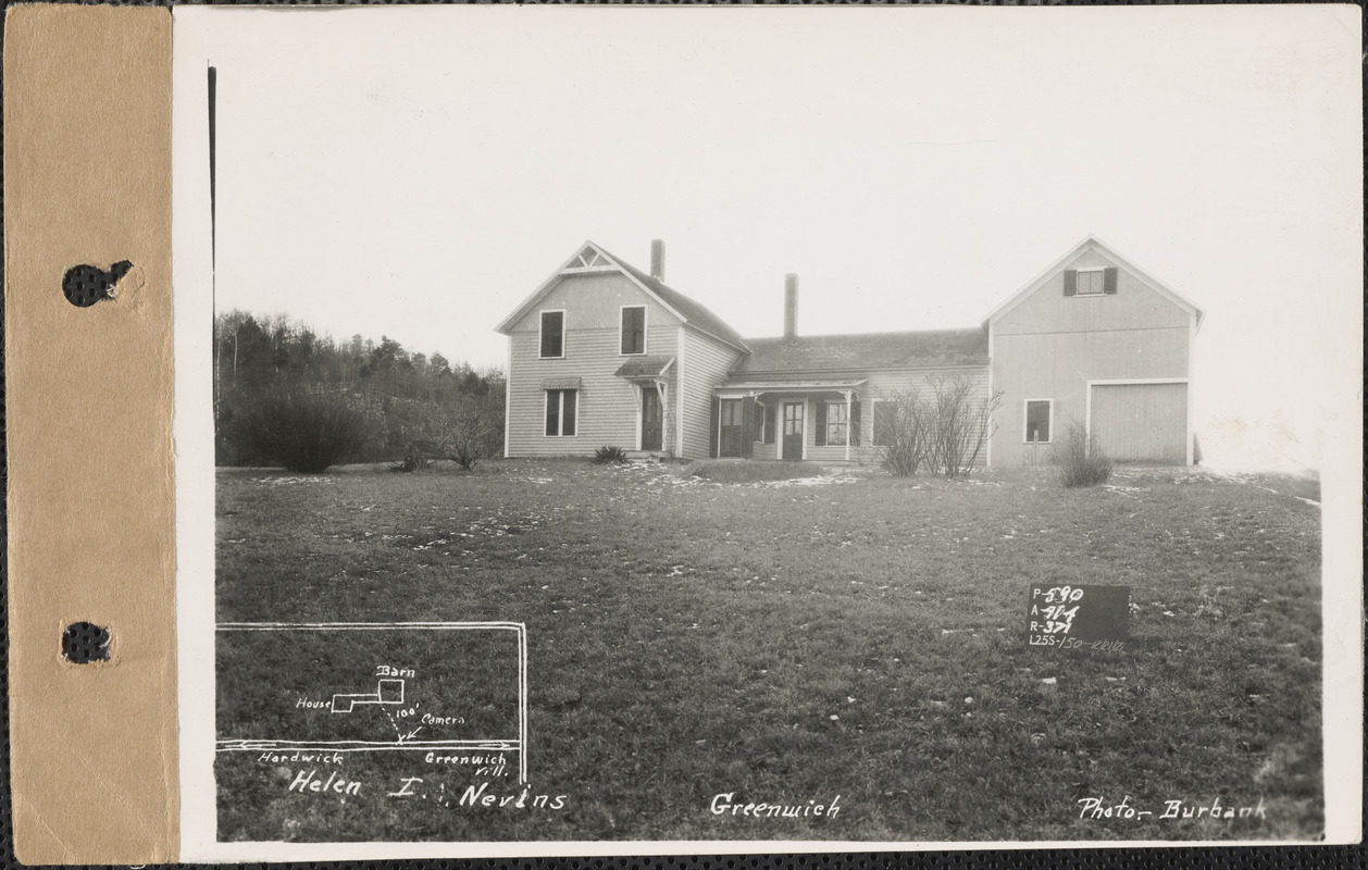 Helen I. Nevins, house and barn, Greenwich, Mass., Dec. 21, 1927 ...