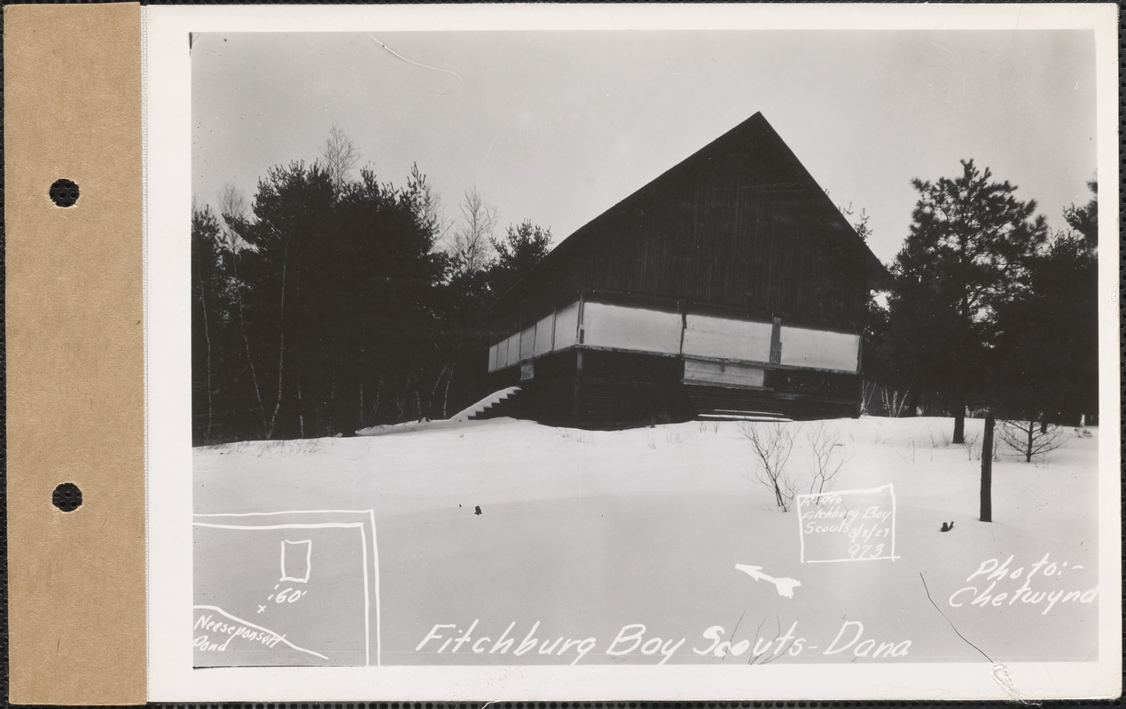 Fitchburg Boy Scouts, mess hall, Neeseponsett Pond, Dana, Mass., Mar. 2 ...