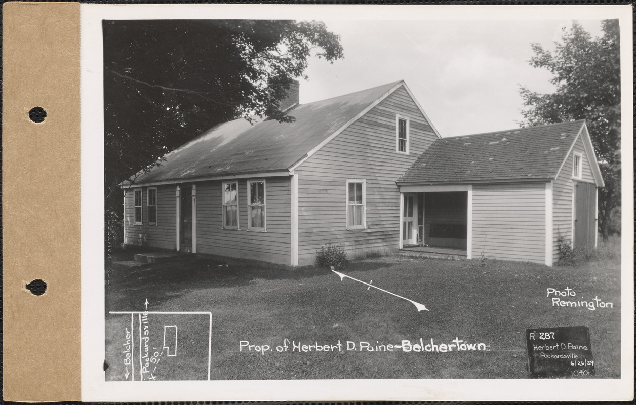 Herbert D. Paine, house, Belchertown, Mass., June 26, 1929 : Parcel no. 287-18, Herbert D. and H ...
