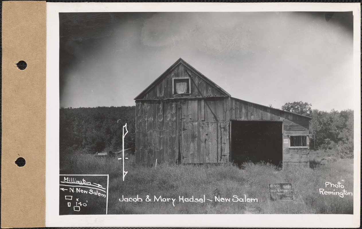 Jacob and Mary Hadsel, barn (home farm), New Salem, Mass., July 15 ...