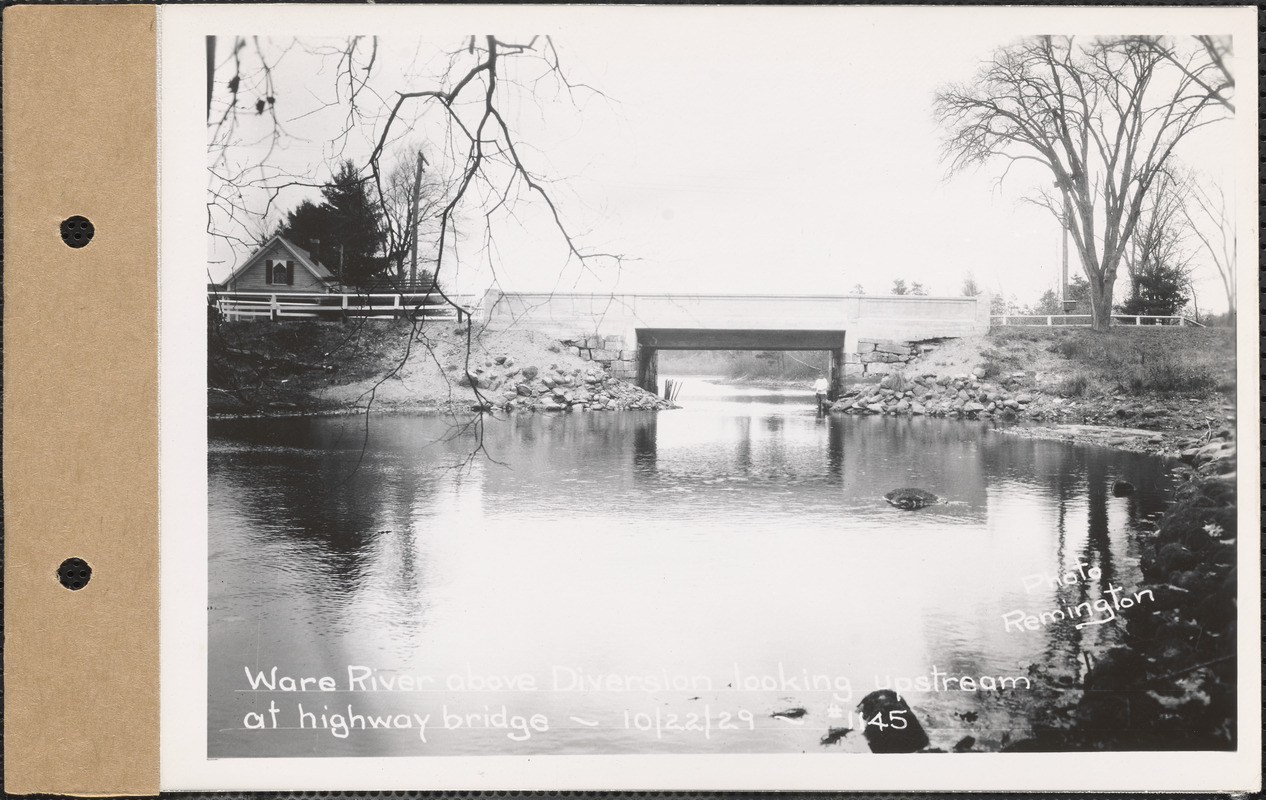 Ware River above diversion, looking upstream at highway bridge, Ware ...