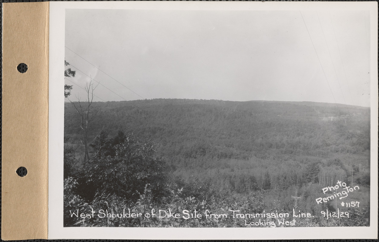 West shoulder of the dike site from transmission line, looking west ...
