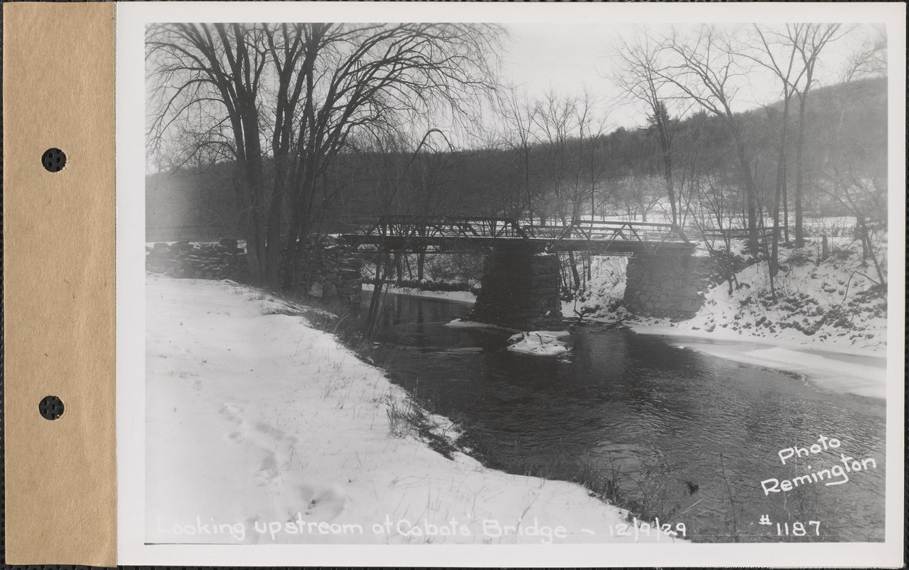 Looking upstream at Cabot's Bridge, Enfield, Mass., Dec. 9, 1929 ...