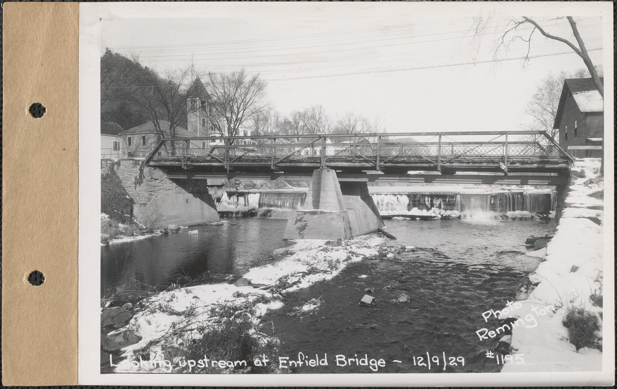 Looking upstream at Enfield bridge, Enfield, Mass., Dec. 9, 1929 ...