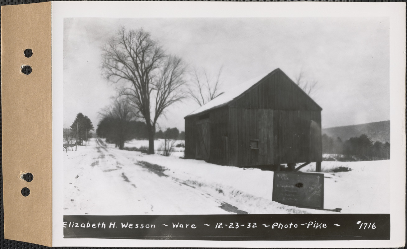 Elizabeth H. Wesson, barn, Ware, Mass., Dec. 23, 1932 - Digital ...
