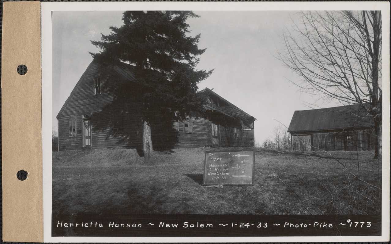 Henrietta Hanson, house and barn, New Salem, Mass., Jan. 24, 1933 ...