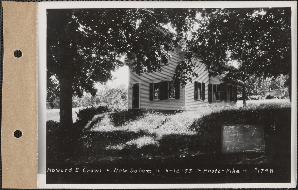 Howard E. Crowl, house, New Salem, Mass., June 12, 1933 - Digital ...