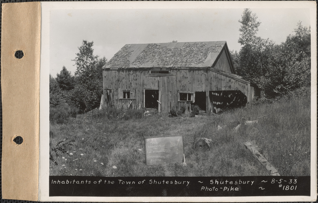 Inhabitants of the Town of Shutesbury, barn, Shutesbury, Mass., Aug. 5 ...