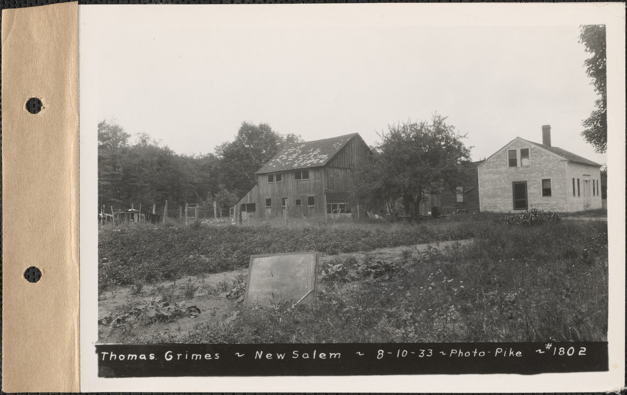 Thomas Grimes, homeplace, New Salem, Mass., Aug. 10, 1933 : Parcel no ...