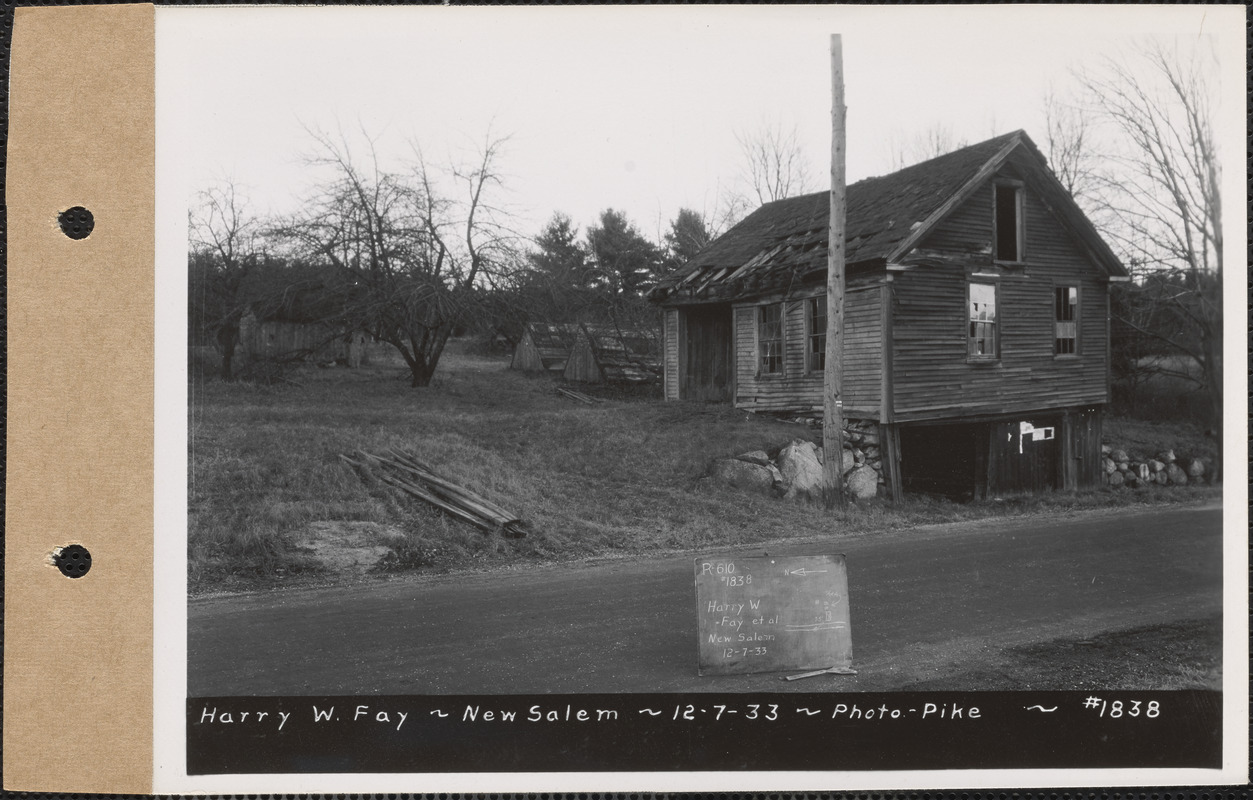 Harry W. Fay, house, New Salem, Mass., Dec. 7, 1933 : Parcel no. 610 ...