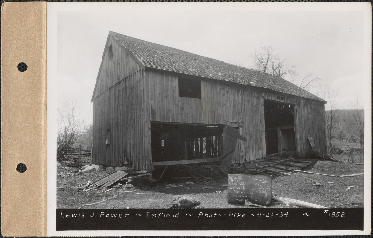 Lewis J. Powers, barn, Enfield, Mass., Apr. 25, 1934 : Parcel no. 249 ...