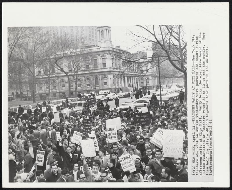 Teachers Rally at City Hall--New York City teachers who went on strike ...