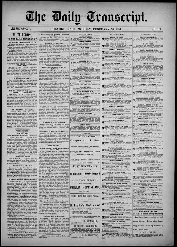 The Daily Transcript. February 26, 1883 - Digital Commonwealth