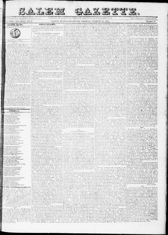 The Salem Gazette. March 16, 1827 - Digital Commonwealth