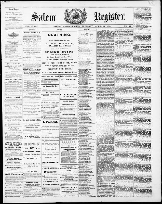 Salem Register. April 25, 1878 - Digital Commonwealth