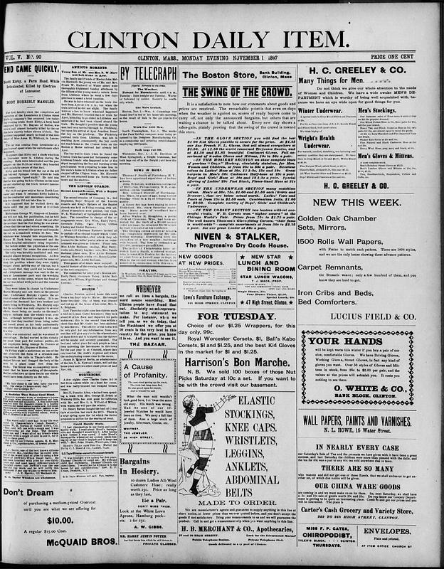 Clinton Daily Item. November 01, 1897 - Digital Commonwealth