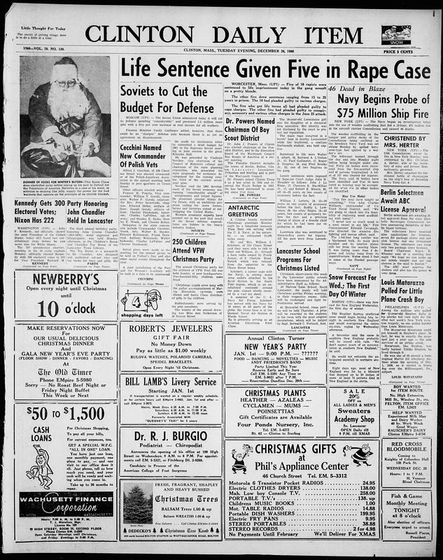 Clinton Daily Item. December 20, 1960 - Digital Commonwealth