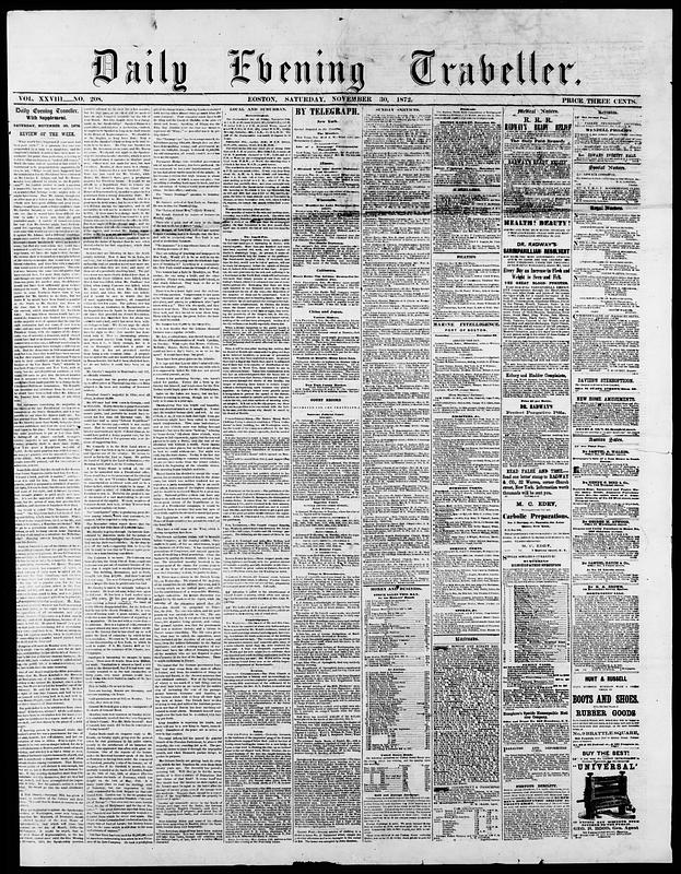 Daily Evening Traveller. November 30, 1872 - Digital Commonwealth