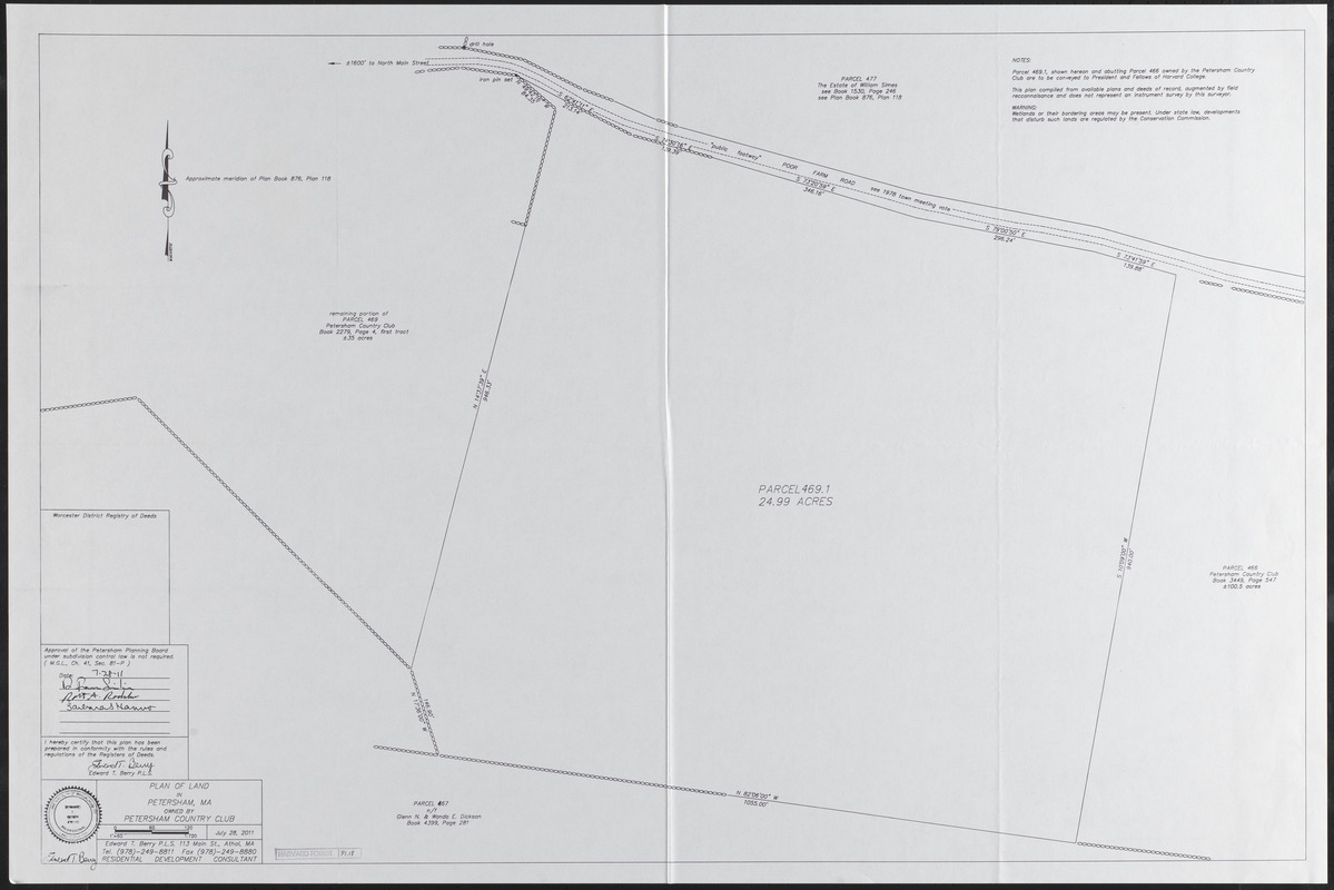 Plan of Land in Petersham - owned by Petersham Country Club - Digital ...