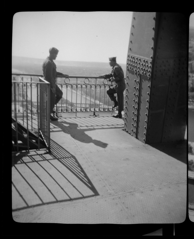 U. S. Army soldiers on Eiffel Tower, Paris - Digital Commonwealth