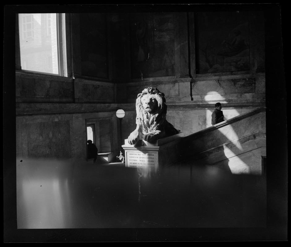 Lion, Grand Staircase, Boston Public Library - Digital Commonwealth