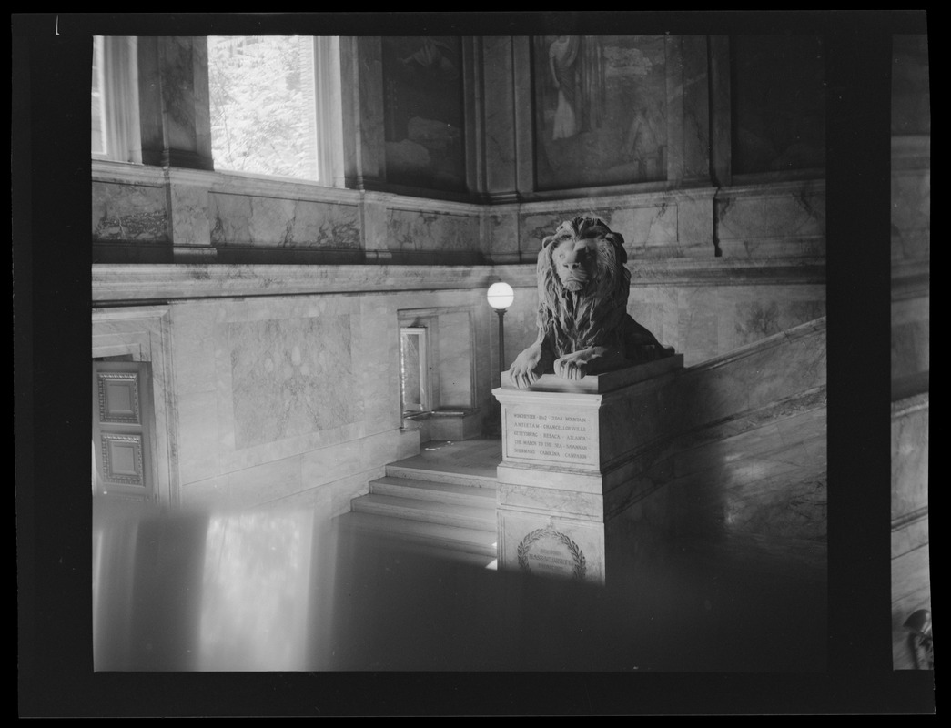 Lion, Grand Staircase, Boston Public Library - Digital Commonwealth