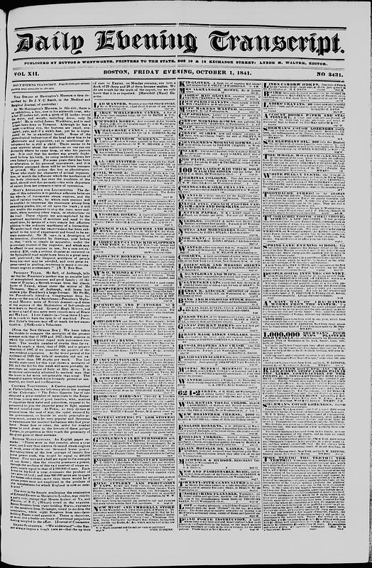 Daily Evening Transcript. October 01, 1841 - Digital Commonwealth